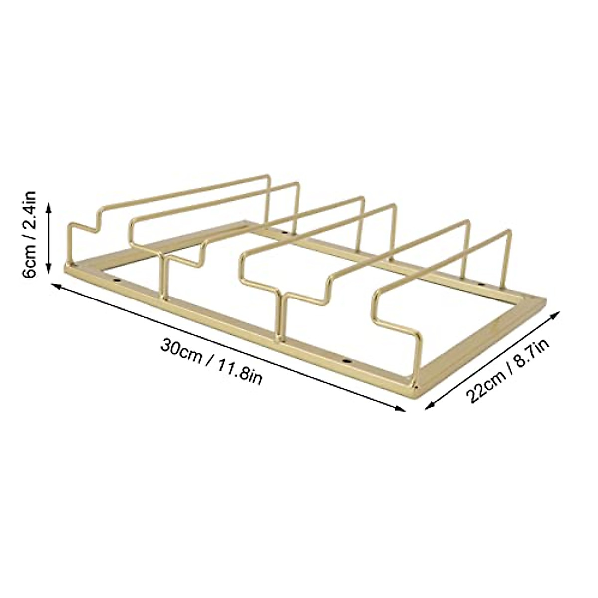 FECAMOS Wine Glass Rack, Upside Down Wine Rack Easy to Install Under Cabinet 3 Rows with Screws for Restaur for Bars(Gold)