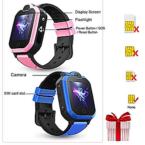 PTHTECHUS 4G GPS Kids Smartwatch Phone - Boys Girls Waterproof Watch with GPS Tracker 2 Way Call Camera Voice & Video Chat SOS Alarm Pedometer WiFi Wrist Watch Birthday Gifts for Students, 4G Blue