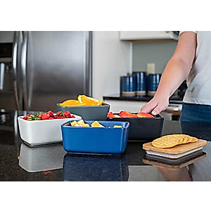 Nat & Jules Matte Black 6.5 x 4 Ceramic and Bamboo Butter Dish With Lid