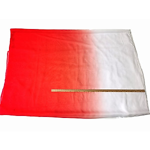 30D Chiffon Fabric for Dress Gradient Chiffon mateiral 2 Tone Shade Chiffon Fabric Dancing Clothing Wedding Sewing Material (Red and White, 5 Meters)