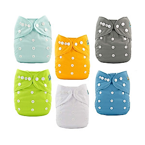 ALVABABY Baby Cloth Diapers One Size Adjustable Washable Reusable for Baby Girls and Boys 6 Pack with 12 Inserts 6BM98