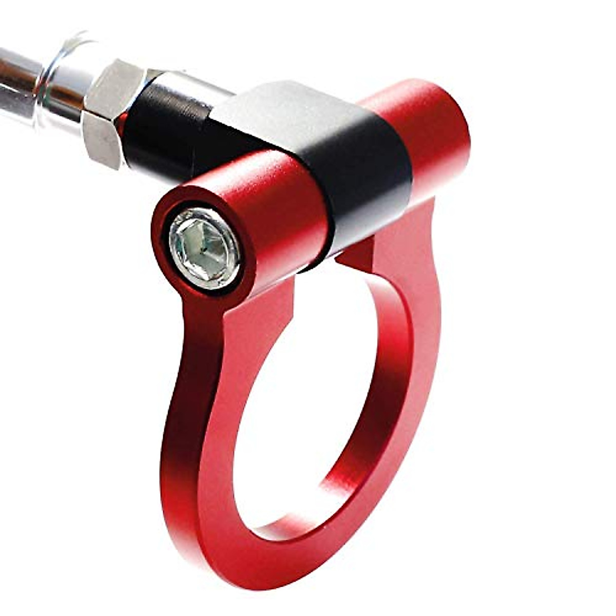 iJDMTOY Red Track Racing Style Tow Hook Ring Compatible with 2008-up Audi A4 A5 A6 A7 S4 S5 S6 S7, Made of Light Weight CNC Aluminum