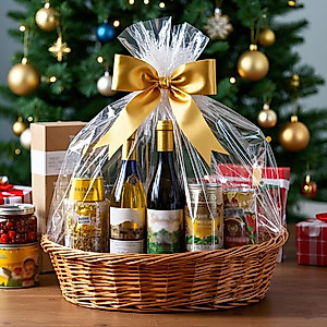 Morepack Large Cello/Cellophane Bags,30x 40 Inches Clear Basket Bags OPP Plastic Cellophane Wrap for Gift Baskets Packaging 5 Pieces