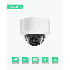 LINOVISION PoE Security Camera System with 8ch 4K POE NVR, (4) 4K Outdoor PoE Dome Cameras with Mic for One Way Audio, Hik Connect or Guarding Vision APP, 2TB HDD, for Business and Home Security