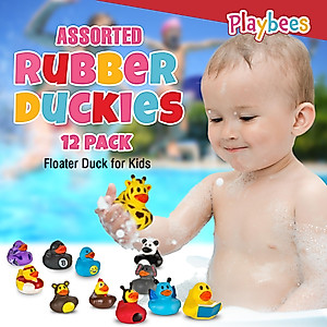 Playbees Rubber Ducks in Bulk 12 Pack Assortment Duckies Kids Baby Bath Shower Toys Jeep Ducking Floater Summer Beach Pool Activity Baby Showers Accessories Classroom Incentives
