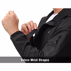 TBMPOY Men's Lightweight Rain Jackets Waterproof Hooded Running Cycling Hiking Raincoat Outdoor Windbreaker Black XXL