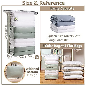 LEVERLOC 8 Pack Space Saver Vacuum Storage Bags Jumbo Cube (40x31x15 inch), Extra Large Vacuum Storage Bags Save 80% Space Vacuum Sealer Bagsfor Comforters Blankets Beddings Pillows Quilts Clothes, Bedroom Storage and Closet Organizers Space Bags