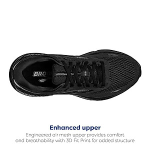 Brooks Men’s Adrenaline GTS 23 Supportive Running Shoe - Black/Black/Ebony - 10 Wide