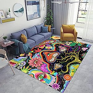 LGGQQW Psychedelic Rug Trippy Rug Colorful Area Rug Room Decor Monster Eyes Carpet for Bedroom, 20'' x 32''