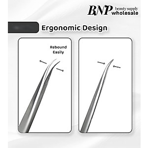 Tool Alement Canadian Stainless Steel Eyelash Extension Tweezers,14cm Semi Curve Eyelash Tweezers M-PK14-8007