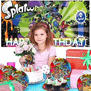 Splatoon Party Supplies Decorations Birthday Plates Cake Topper Backdrop Banner Decor