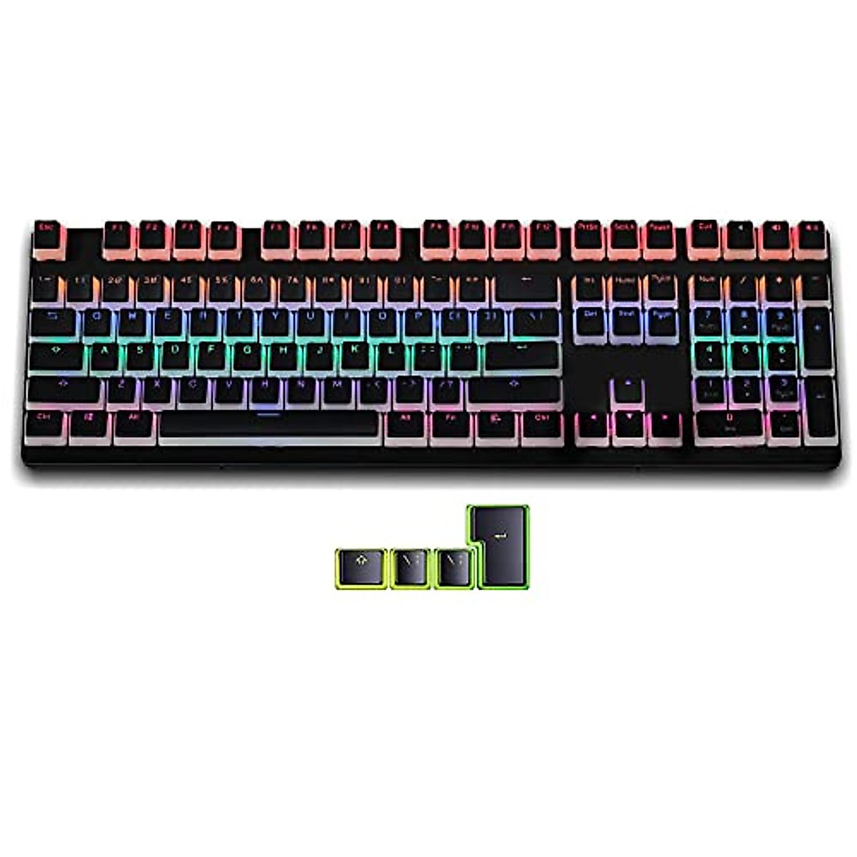 Happy Balls Pudding Keycaps PBT Backlit Cherry MX Keycap Set Doubleshot OEM Profile Translucent with Keycap Puller for US UK Layout 61 87 104 108 MX Switches Mechanical Keyboard(Black)