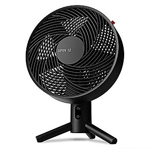 Sharper Image SPIN 12 Oscillating Desktop Fan with 3 Speeds, Small, Black