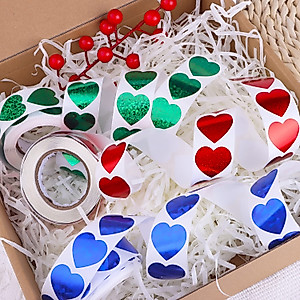 Hearts Stickers, 1500 PCS Glitter Valentine Stickers, 1” Red Blue Green Roll Self Adhesive Heart Shaped Love Labels for Adult Kids Valentine's Day Anniversaries Wedding Envelope Seal Decoration Decor
