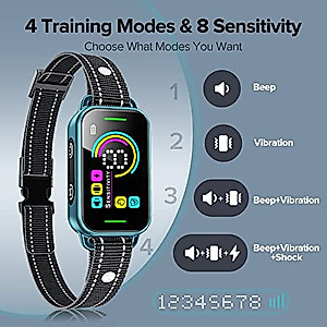 Dog Bark Collar, DINJOO Bark Collar for Large Medium Small Dogs,Smart Bark Collar,Rechargeable Anti Barking Training Collar with 8 Adjustable Sensitivity,Bark Shock Collar with Beep (Blue)