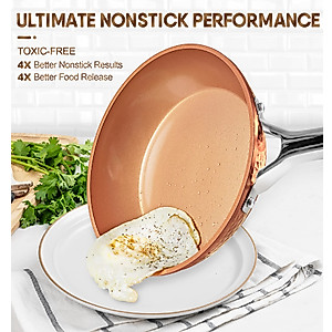 MICHELANGELO Nonstick Fry Pan With Lid, Hammered Copper Frying Pan Nonstick Skillet, 12 Inch Frying Pan Induction Compatible - Large Frying Pan 12 Inch