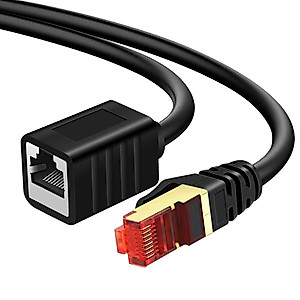 Ethernet Extension Cable 12 ft,Yeung Qee Shielded Network Cat7 Ethernet Extender Cable Adapter RJ45 Cords Shielded Male to Female Connector (12FT/4M)