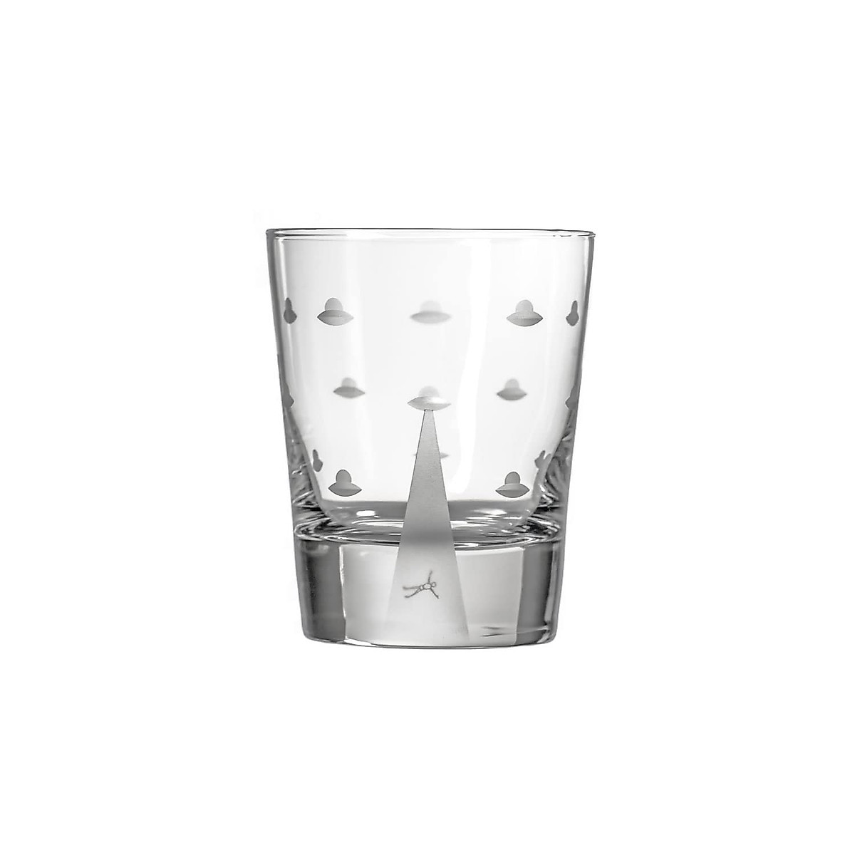 Rolf Glass UFO Mothership Double Old Fashioned Glass 13 ounce | Engraved Whiskey Glass | Lead-Free Glass | Etched Whiskey Tumbler Glasses | Proudly Made in the USA (Set of 4)