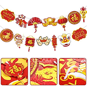 Year of Rabbits Garland 2023 Chinese New Year Flag Banner Happy New Year Decoration China Party Spring Chinese New Year Banners Garland (rabbits)