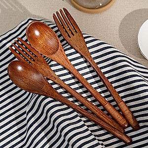 Home long handle winding wooden spoon wooden fork creative spoon fork chopsticks set