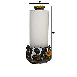 DWK Farmhouse Cow Paper Towel Holder Decorative Farm Kitchen Countertop Towel Dispenser Stand - 15"