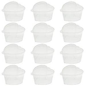 Tegg Storage Box 32PCS 1.5 oz Heart Shaped Transparent Plastic Storage Containers with Lids for Slime Foam Ball