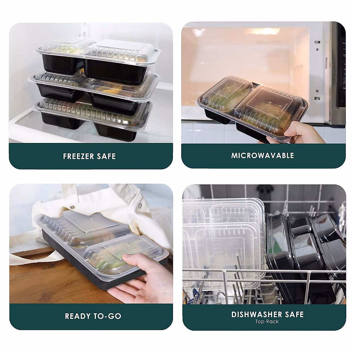 Meal Prep Containers pack | 2 compartment | 32oz | 15 sets per pack.