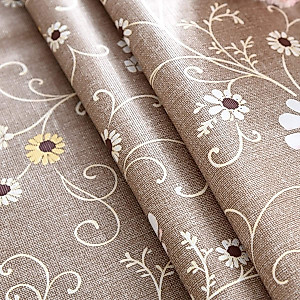 Fall Vinyl Waterproof Tablecloth, Rectangle Plastic PVC Oilcloth Tablecloths Wipeable Table Cloth Cover for 6 Foot Folding Tables, Kitchen, Dining Room Table, Crafting Tan Floral, 54 x 72 Inch