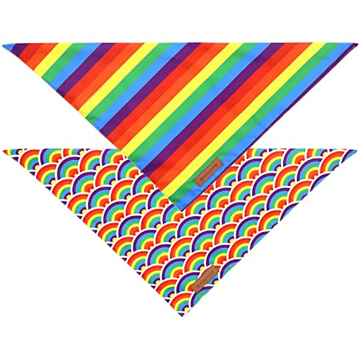 Realeaf Pride Dog Bandanas 2 Pack, LGBT LGBT+ Rainbow Scarves Bibs for Dogs, Premium Durable Fabric, Triangle Reversible Bandana for Small Medium Large and Extra Large Dogs Pets (Pride Day, X-Large)