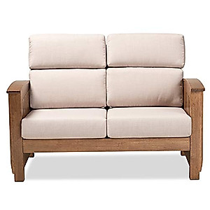 Baxton Studio Loveseats, Taupe/Walnut Brown