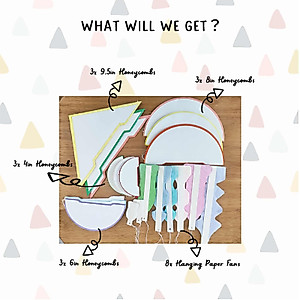 20Pcs Multi-Color Pastel Rainbow Paper Honeycomb Balls Fans Decoration Kit for Colorful Ceiling Decor Candy Birthday Party Baby Bridal Shower Wall Room Backdrop Decor Wedding Party Supplies