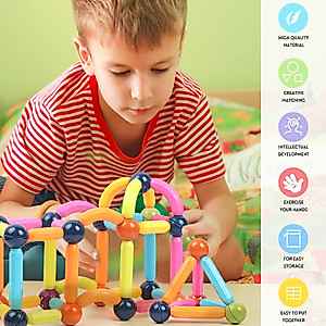 Xiosag Magnetic Toys Magnetic Balls and Rods Set. Magnet Building Blocks Sticks Stacking Toys .Stem Educational Magnetic Toys for Kids Preschool Christmas Birthday Gifts for Toddler.