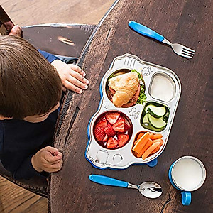 Innobaby Din Din Smart Stainless Steel Cup (9 oz) with Handle for Babies, Toddlers and Kids. BPA Free, Blue