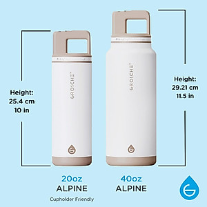 GROSCHE Alpine Flip n' Sip 20 oz Insulated Water Bottle - Stainless Steel, Leakproof Flask with Straw - Perfect for Gym, Travel & Outdoor Use - Keeps Water Cold up to 60 hrs - Cream White