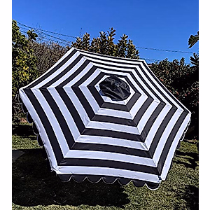 BELLRINO DECRO Black/White Scalloped Edge Replacement Edge Umbrella Canopy for 9ft 6 Ribs (Canopy Only) C004-6BW-BLACK