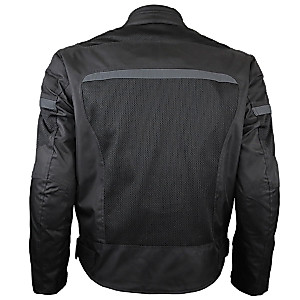 Vance Leather Revo Mens Black Advanced All-Season Reflective Mesh & Textile Motorcycle Jacket w/CE Armor & Removable Liner (Black, Large)