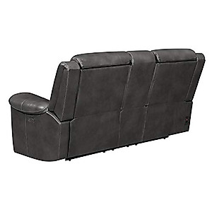 Coaster Furniture Shallowford Upholstered Reclining Power Headrest Loveseat with Console Hand Rubbed Charcoal Love Seats 609322PP