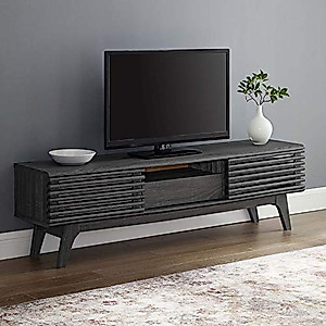 Modway Render Mid-Century Modern Low Profile 59 Inch TV Stand in Charcoal
