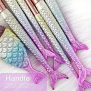 Mermaid Makeup Brushes, 11pcs Professional Blending Blush Concealer Synthetic Fiber Bristles Brush Special Cosmetic Brushes Kits for Women(purple)