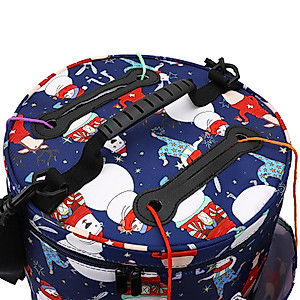 Large Capacity Lightweight Portable Yarn Storage Knitting Tote Organizer Bag with Pockets for Knitting Needle Crochet Hook (Blue Snowman)