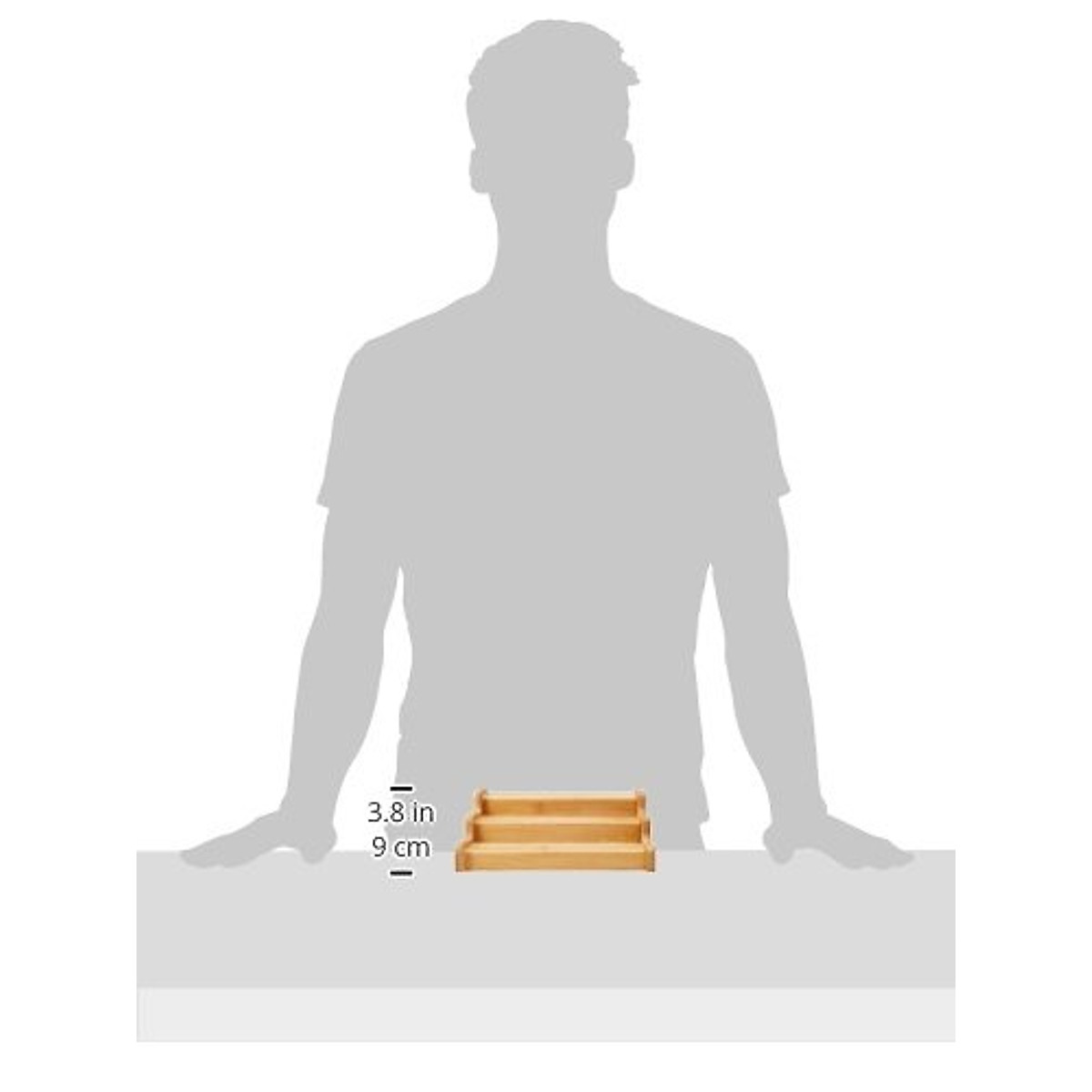 Seville Classics Bamboo Premium Wood 3-Tier Step Shelf Spice & Seasoning Storage Rack Organizer for Kitchen, Cabinet, Countertop, Pantry, Bathroom, Salon, Adjustable Expandable 8.5"-15" W Single