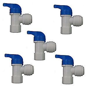 Elbow 1/4-Inch Female x 3/8-Inch Tank Ball Valve Quick Connect Fitting Aquarium RO Water Filter Pack of 5