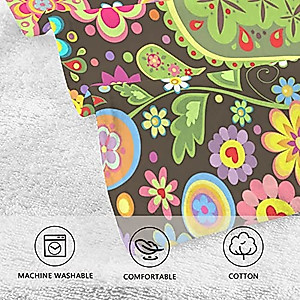 Jucciaco Floral Flowers Paisley Towels for Bathroom Kitchen Sports, Cotton Hand Towels Set of 2, 16x28 inch