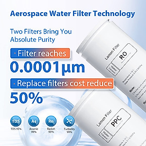 Lamon R1PRO Reverse Osmosis Water Filter System, NSF/ANSI 42 Certified RO System Under Sink, Free Mineral Filter, Smart Faucet, 2:1 Pure to Drain, Reduces TDS