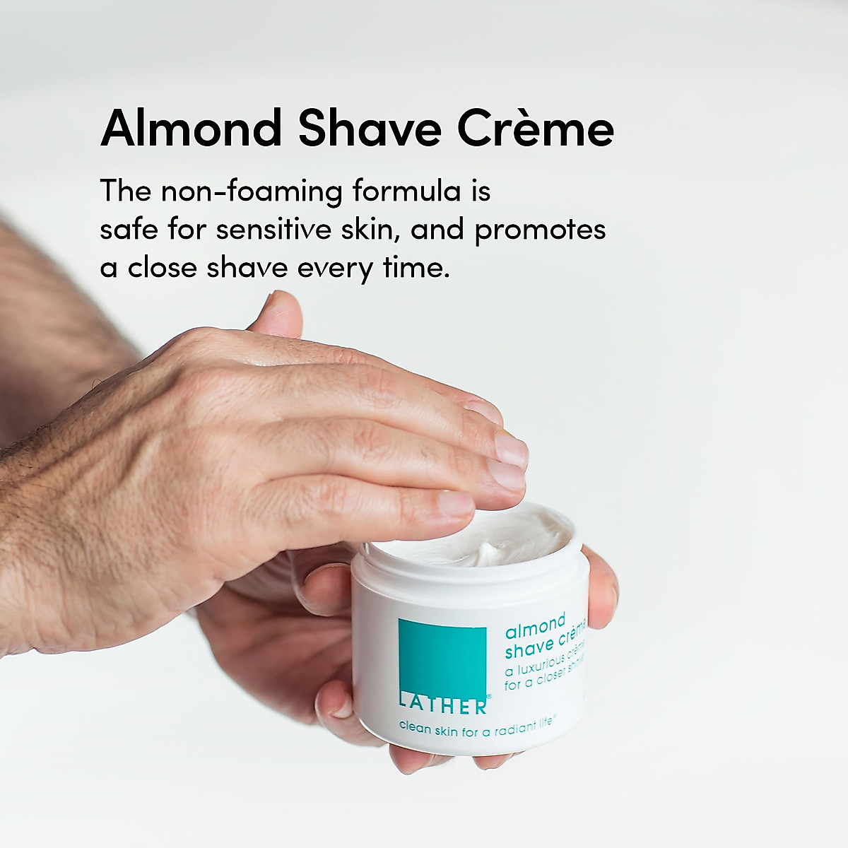 LATHER Almond Shaving Cream for Sensitive Skin - Non-Foaming Shaving Cream for Women & Men - Gentle & Vegan Shave Butter for a Close & Smooth Shave - Suitable for Sensitive Skin - 4 Oz