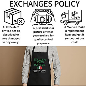 Food Black Apron - Funny Italian Lives Matter Cook Novelty Italy Flag T-Shirt Black Cooking Aprons