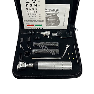 ArTLaB-Premium 3-in-1 Otoscoope Oph Diagnostic set- Multi-Function otoscope- Kit for Home & Nursing Students-Sight Chart, Replacement Tips, Easy to Carry Case (36 Pcs Set Ent Set)