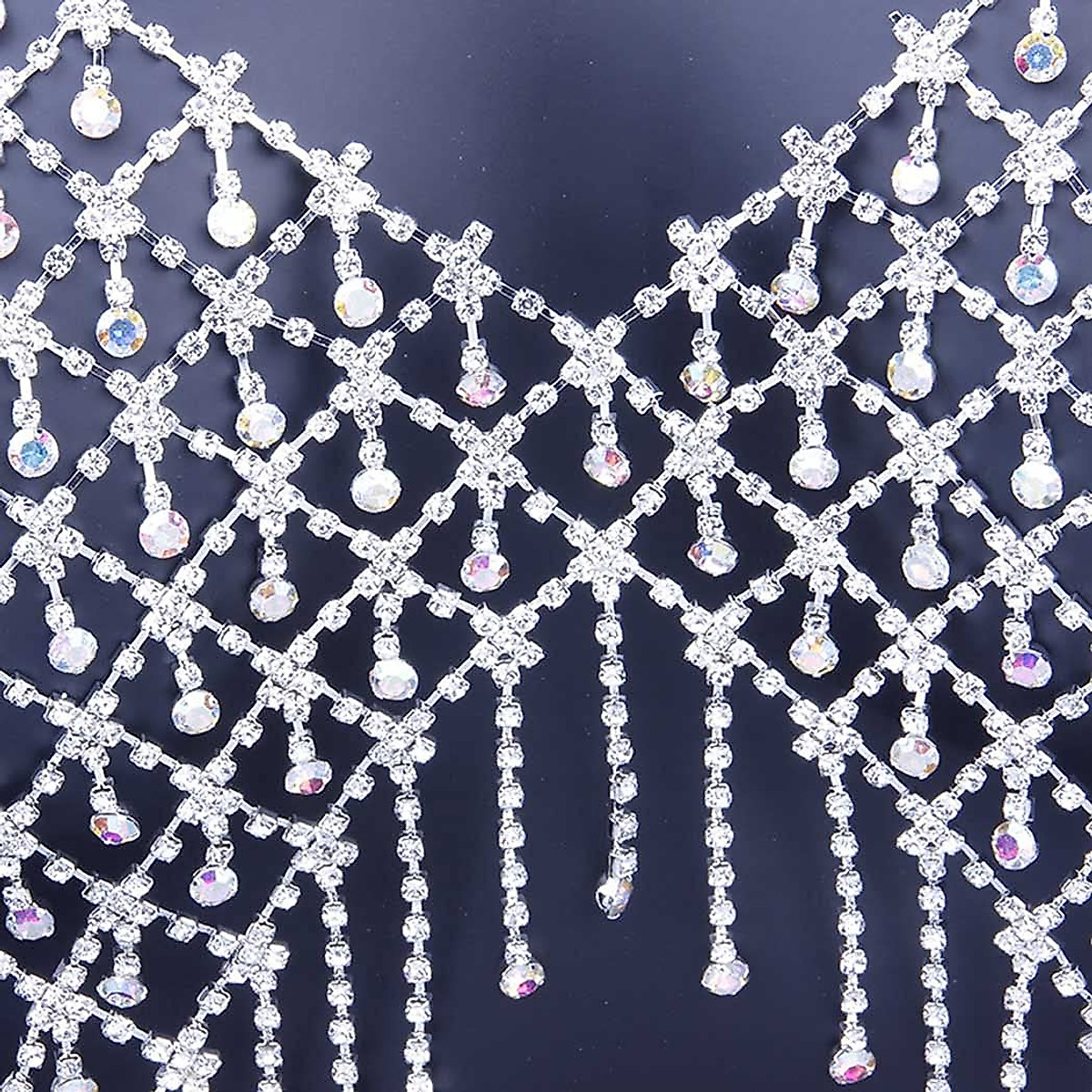 CanB Rhinestone Sexy Bra Chian Sparkly Crystal Tassel Underwear Body Chains Summer Beach Bikini Nightclub Chain Body Accessories Jewwlry for Women and Girls(Style-3) (A)