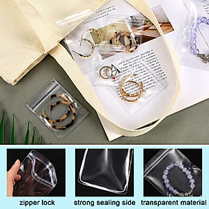 Sureio 200 Pcs Anti Tarnish Strips with Clear Plastic Jewelry Bags Sets, 100 Assorted Size Transparent Jewelry Storage Bags and 100 Anti Tarnish Strips for Packaging Jewelry Rings Earrings (5 Sizes)