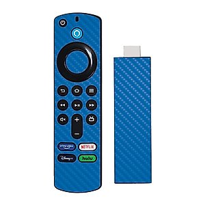 MightySkins Carbon Fiber Skin Compatible with Amazon Fire TV Stick 4K Max - Solid Blue | Protective, Durable Textured Carbon Fiber Finish | Easy to Apply and Change Styles | Made in The USA